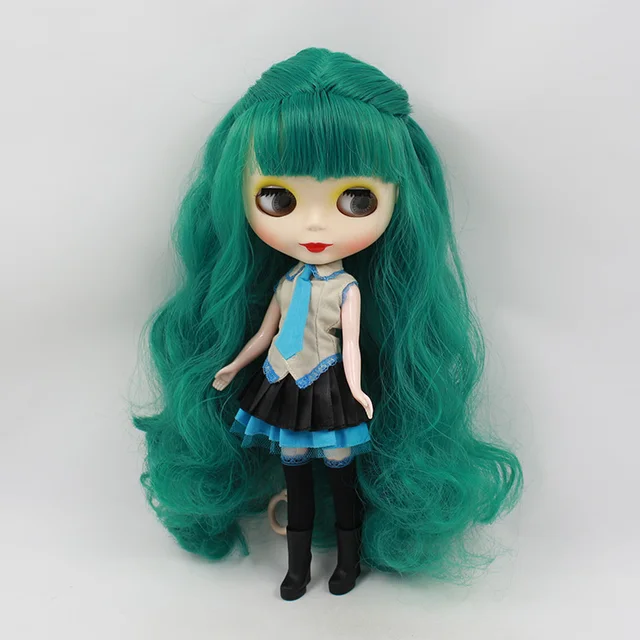 20170605 Green Long Hair Nude Blyth Doll Factory Doll Big Eye Dollfashion Doll Suitable For