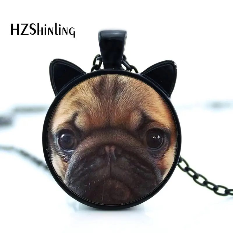 Cn-00423 2017 New Pug Pendant Necklace Glass Pug Jewelry Glass Cabochon ...
