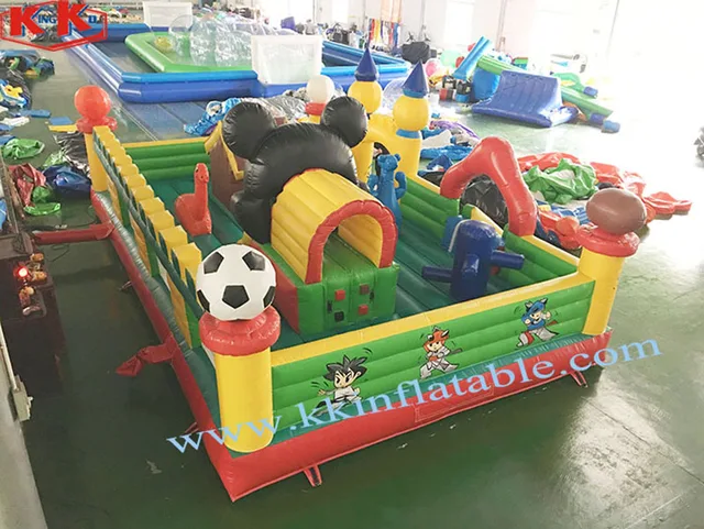Sport theme inflatable bouncy playground inflatable bouncer with slide ...