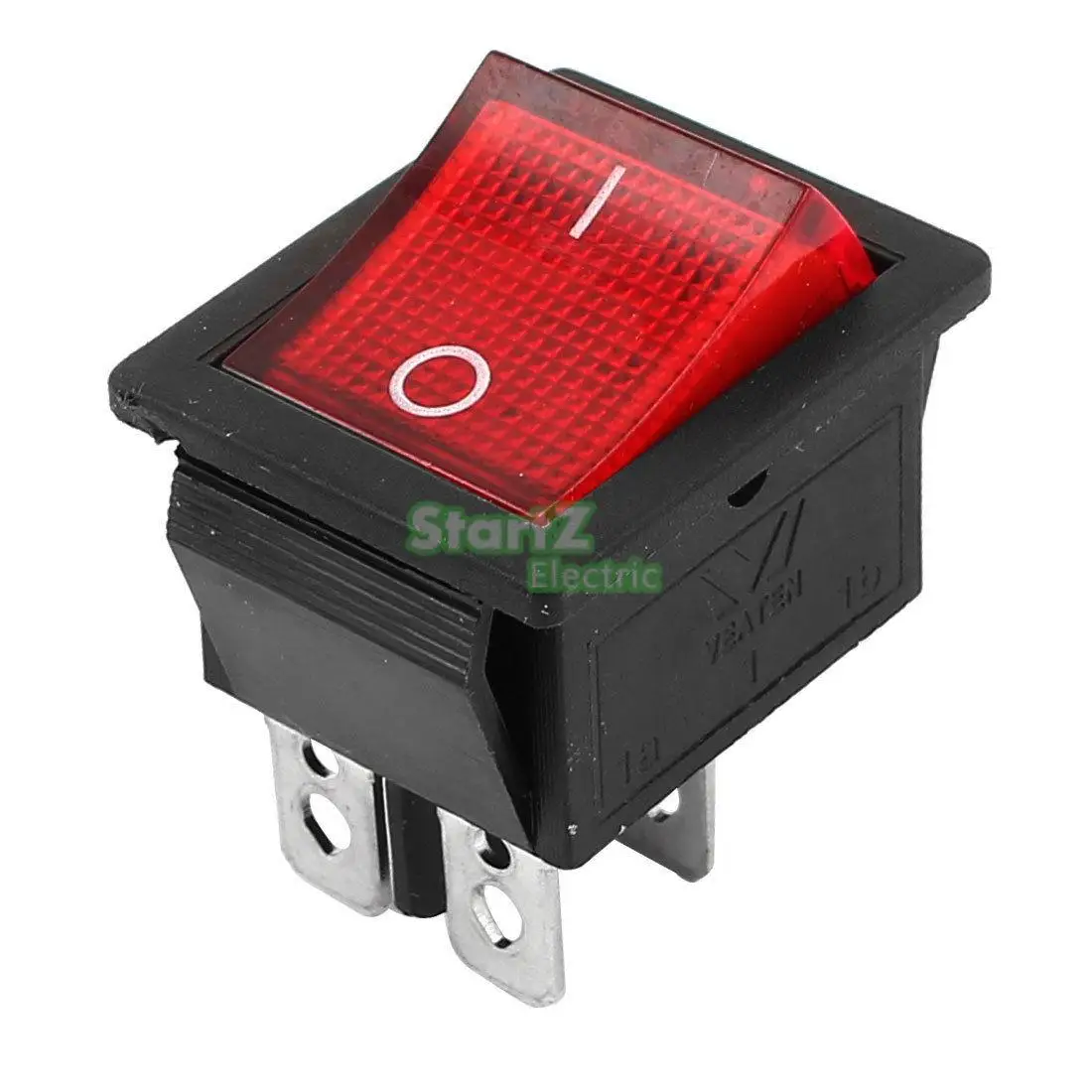 10pcs Panel Mount KCD4 DPST 4Pin I/O Rocker Switch Red Light AC 15A ...