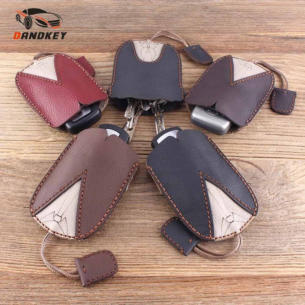 Dandkey Genuine Leather Car Key Wallets Men Key Holder Housekeeper Keys