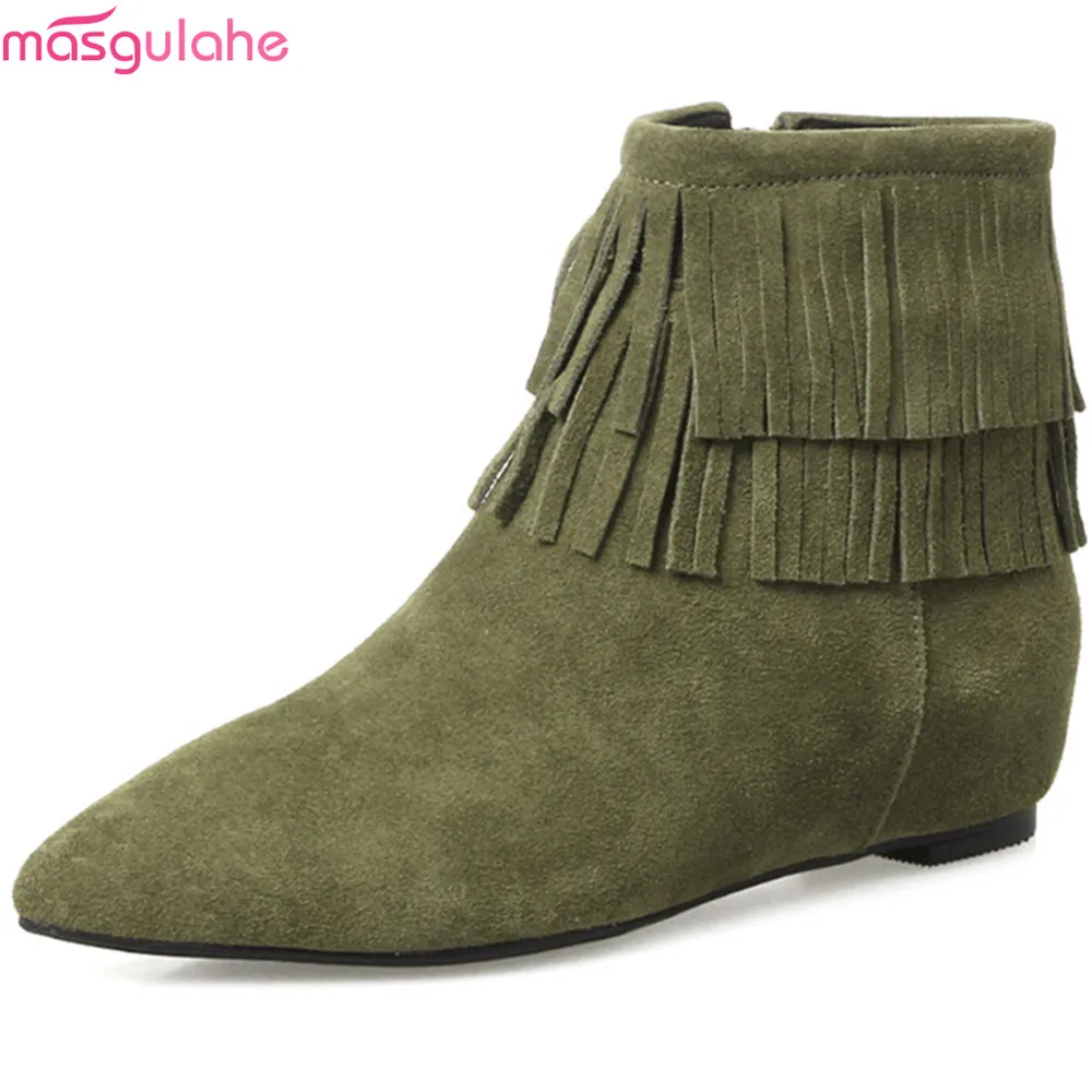 Masgulahe Botas de punta estrecha para mujer, Botines de cuero con ...