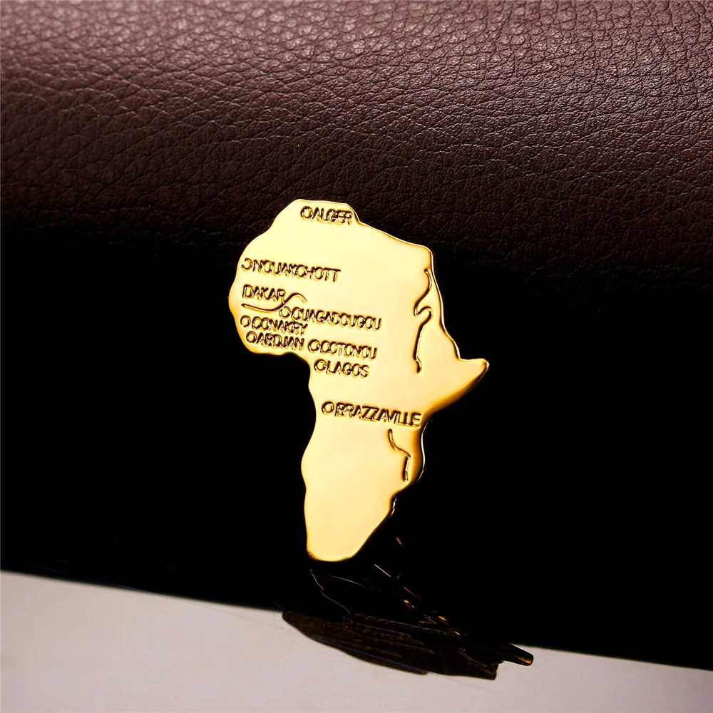 Africa Map Women Men Pins and Brooches Multi functional Gold/Silver ...