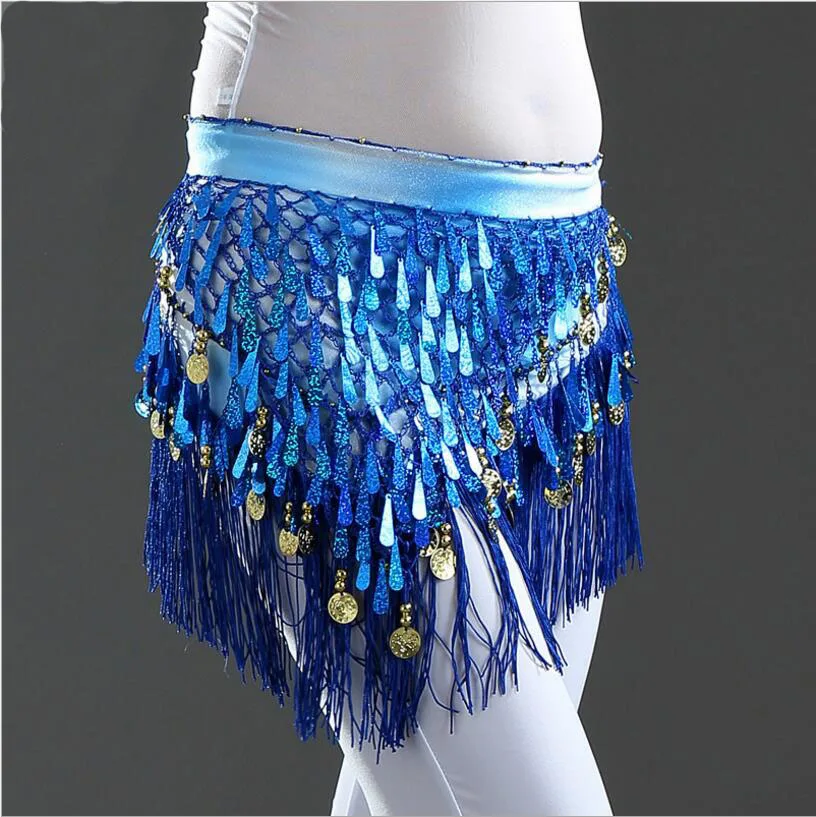 Indian Belly Dance Hip Skirt Scarf Wrap Waist Belt Layers Gold Coins ...