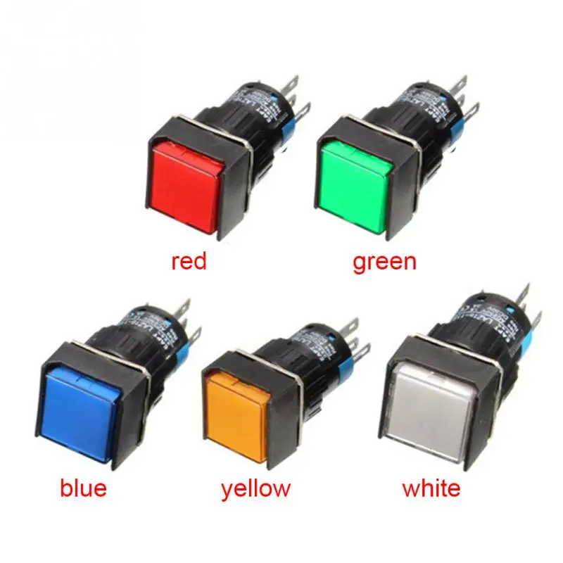 5 Pins base mini Latching LED Light DC 12V Rectangular Easy ...