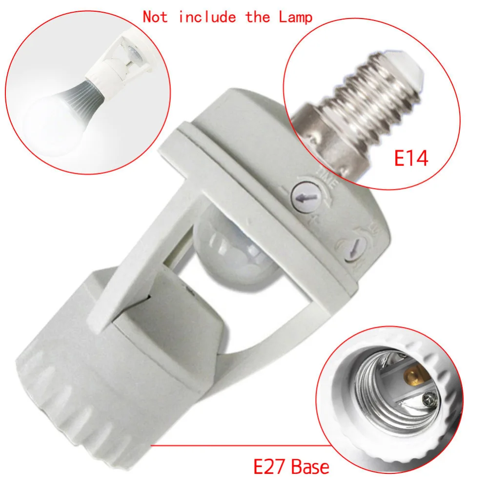 AMPOULE LED,E14--Lumière à vis E27 220V PBT avec capteur de mouvement infrarouge PIR, lampe avec ...