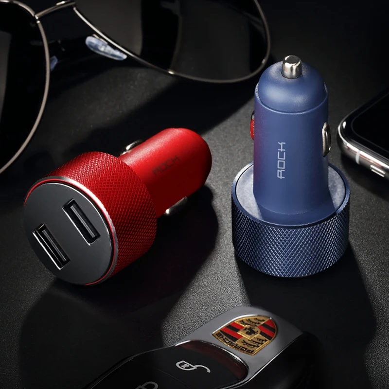 ROCK Dual USB 3.4A Fast Car Charger with LED Digital Display - TrendTec