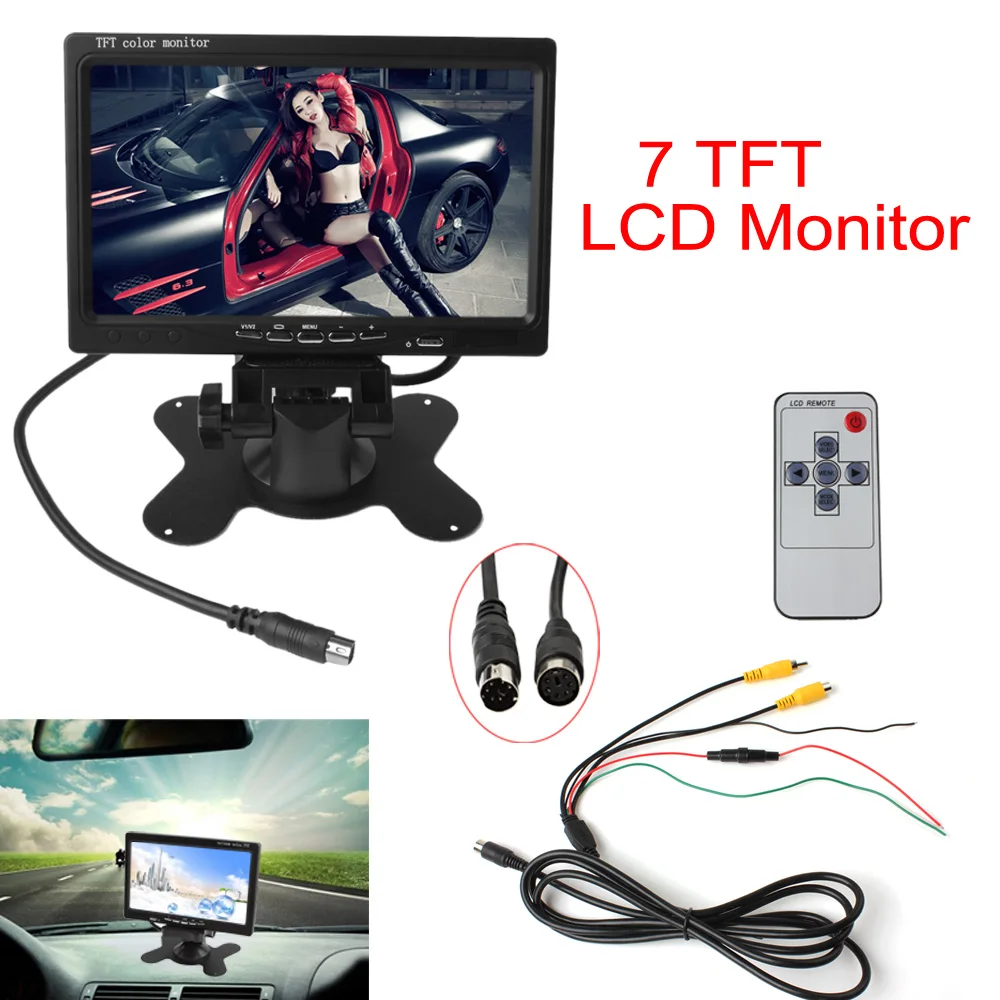 7 Polegada cor tft lcd dc 12v monitor de visão traseira do carro ...