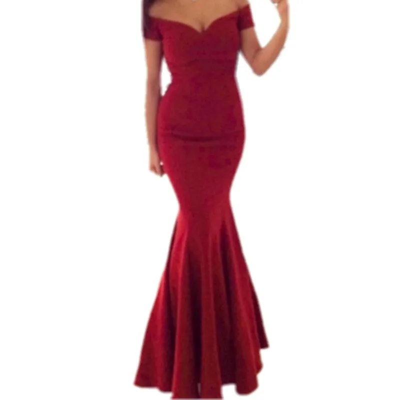 Sexy Long Red Dresses For Woman Clothing Elegant 2017 Hot Fashion Off