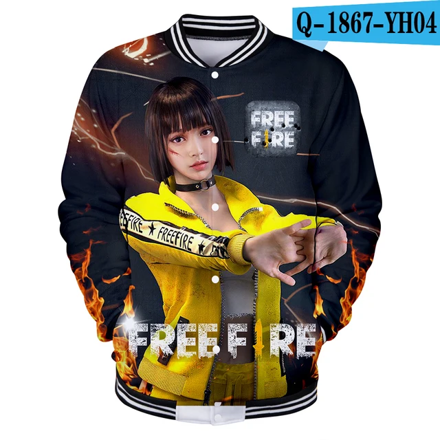 Free Fire 3D Printed Baseball Jackets Women/Men Long Sleeve Fashion ...