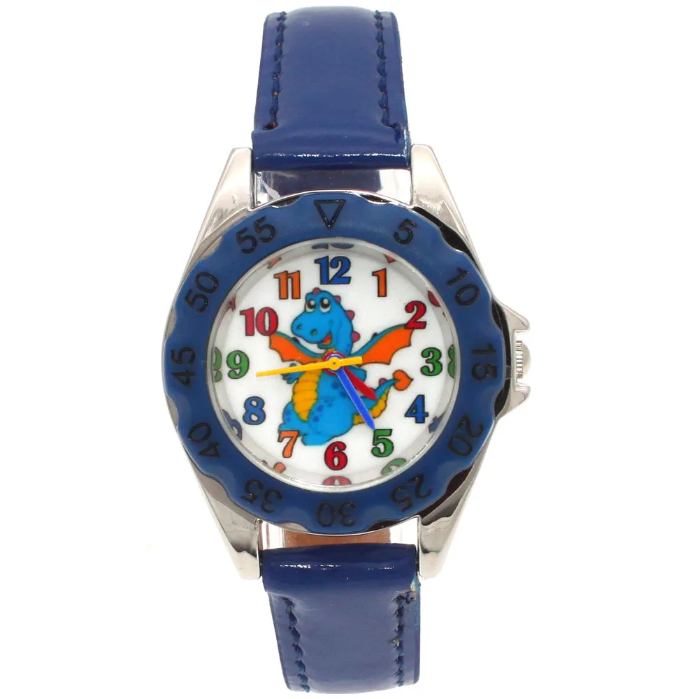 Cute dinosaur Watch for Kids boys Women blue Leather Wristwatch Casual ...