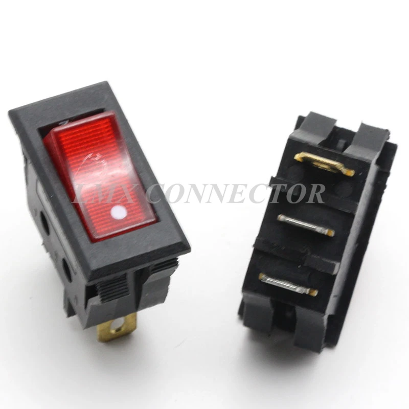10PCS-Red-Rocker-Switch-10A250V-15A125V-10A250V-T85-KCD3-3-Copper-3Pin ...