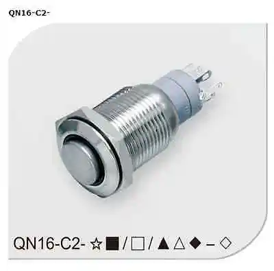 High Flat Head Red Led Light 16mm 12V 2NO 2NC Push Button Switch ...