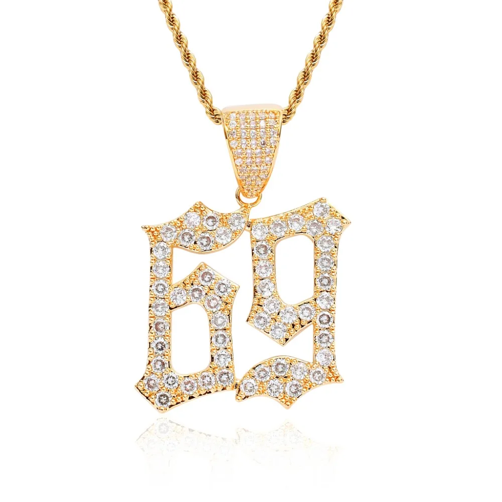 Popular Gold Rappers 6ix9ine Pendant Iced Out AAA Cubic Zircon Stone ...