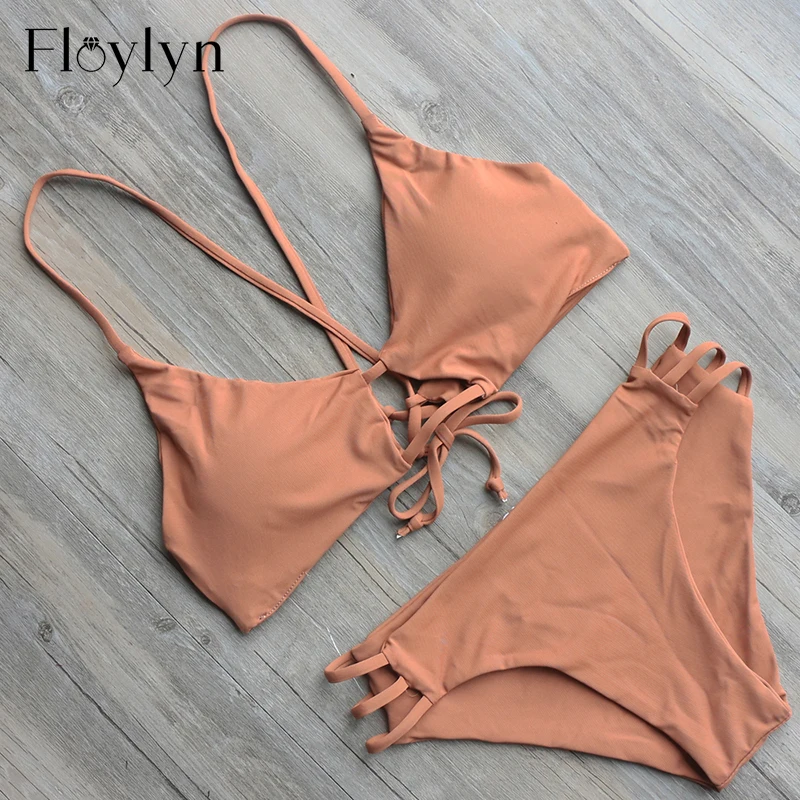 Floylyn Sexy Women Swimwear Bikini Bandage Bikinis Set Female Swimsuit