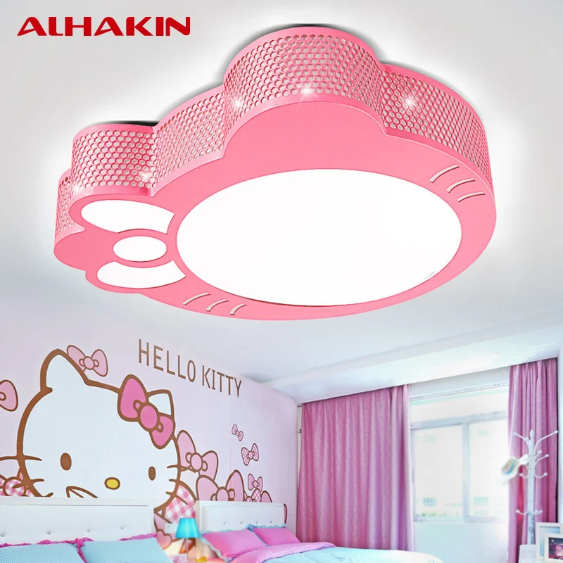 ALHAKIN Girls' Bedroom Ceiling Lamps12W Pink Hello Kitty Ceiling Lamp ...