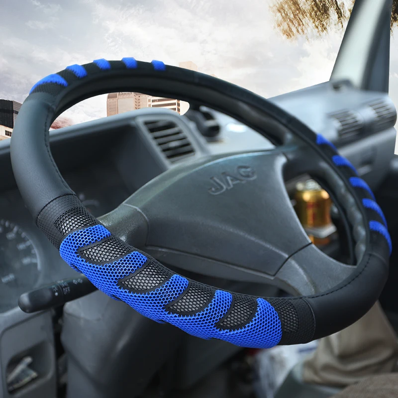 Blue Pu Leather Steering Wheel Covers For Car Bus Truck 36 38 40 42 45 47 50cm Diameter Auto ...