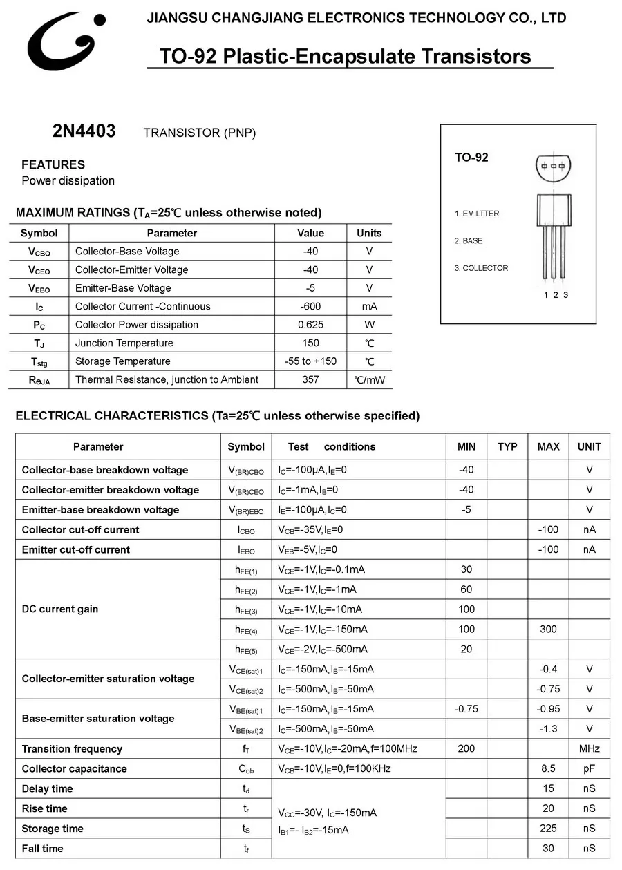 Купить ПНП транзистор 2n4403 и переключения ГП, 2П 4403 в интернет ...