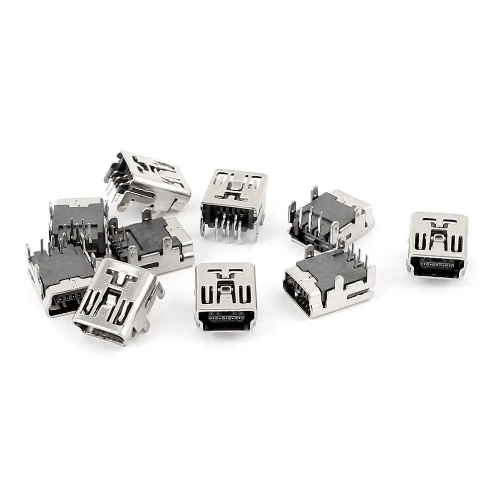 10pcs 5 Pin Type B Smt Smd Mini Usb Female Socket Jack Connector In