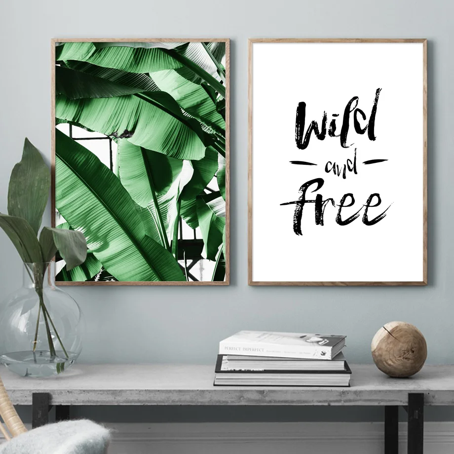Green Hosta Plantaginea Banana Leaf Wall Art Canvas Painting Nordic ...