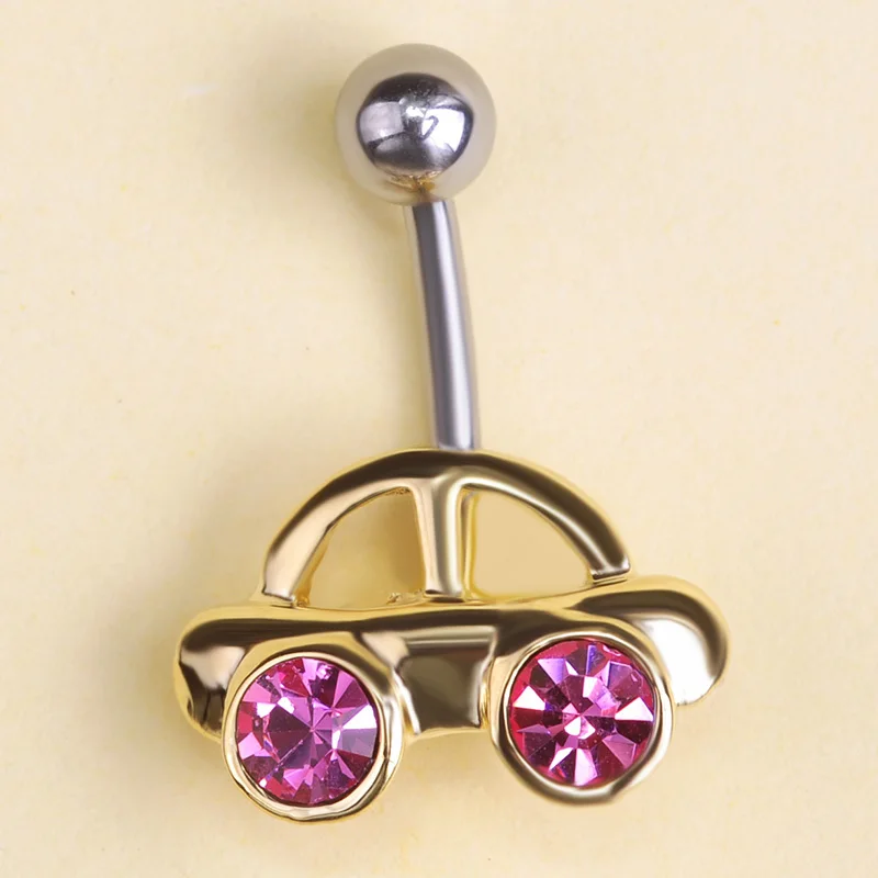 Austrian Crystal Cars Gold Body Jewelry Piercings Navel Belly Button Rings Percing Belly Bar