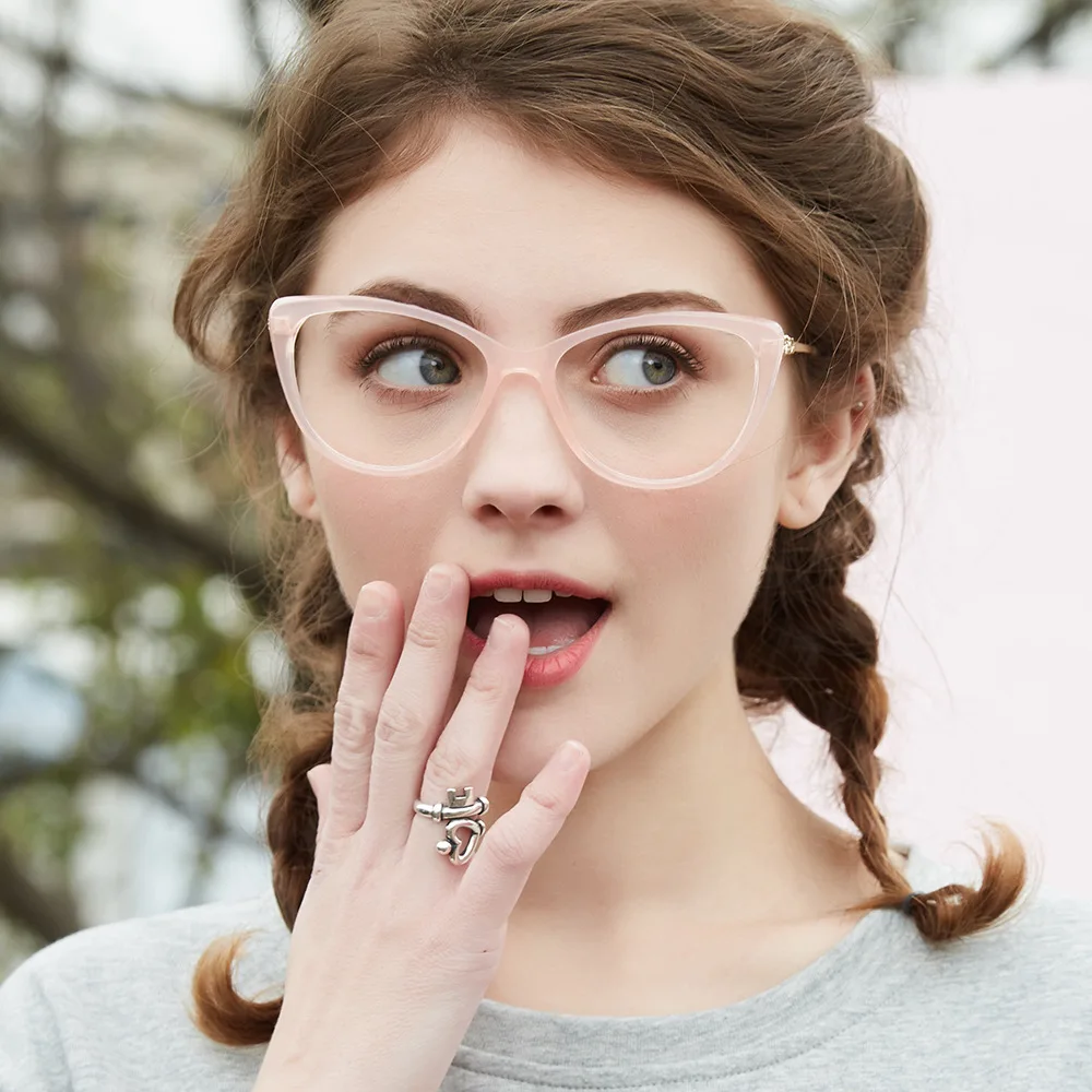 Cubojue Cat Eye Glasses Women Pink Fashion Rhinestone Eyeglass Frame Cubojue Cat Eye Glasses Women Pink Fashion Rhinestone Eyeglass Frame