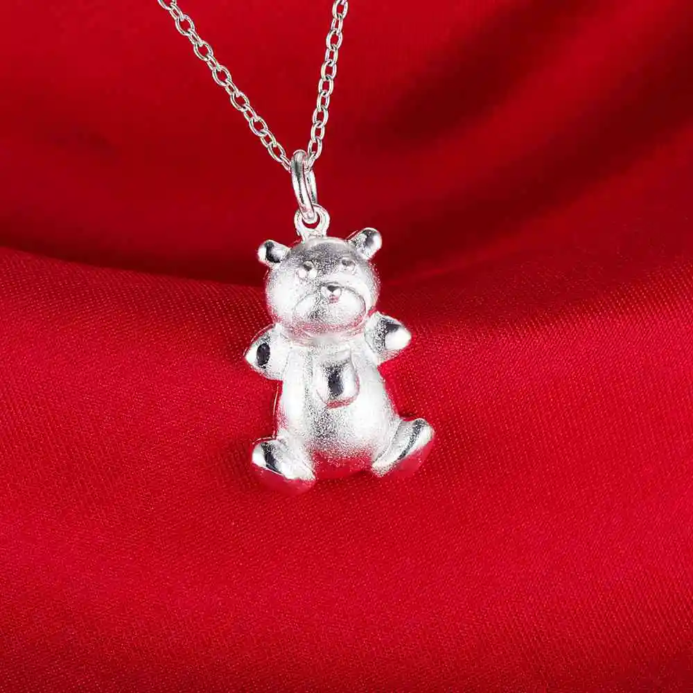 lovely-cute-animal-sterling-silver-jewelry-Necklace-New-Sale-silver ...