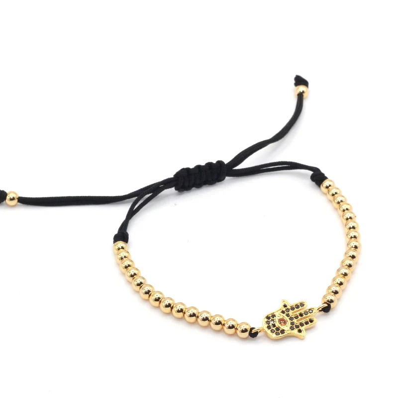 Pulsera de mano de Hamsa Fatima para hombre, brazalete ajustable trenzado de macramé, CZ ...