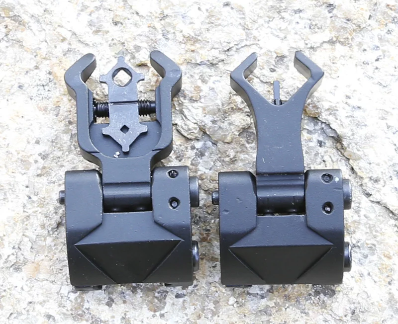 Flip up Front Rear Iron Sight Set Dual Diamond Shape BUIS for 20mm ...