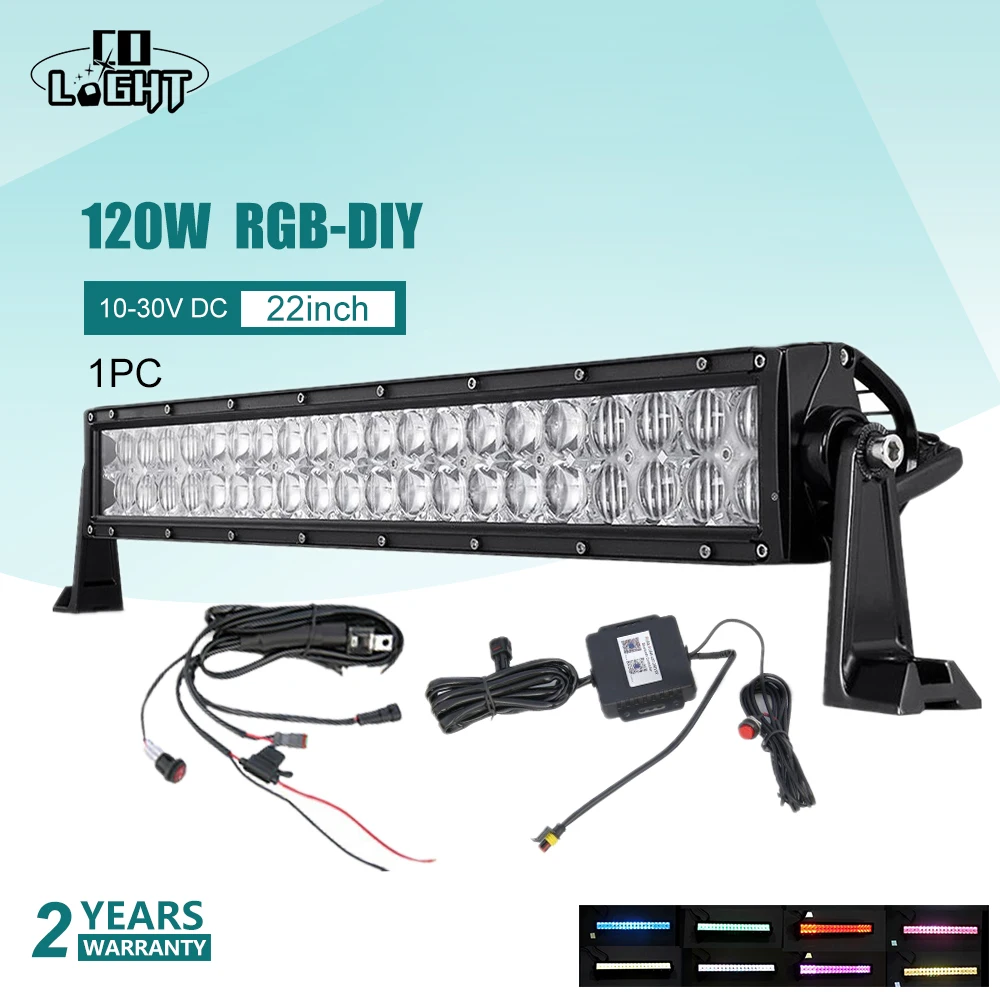 CO LICHT 5D 22 "120 W Led lichtbalk RGB Combo Led Bar Dual Rij Offroad ...