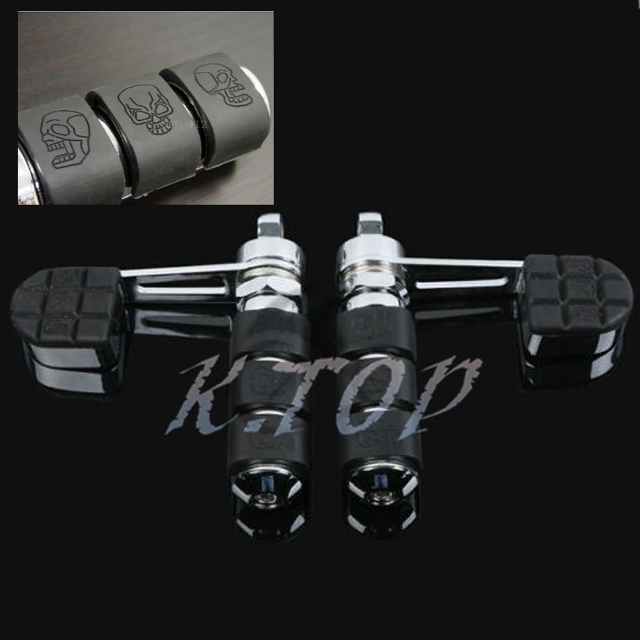 Motorcycle Chrome Foot Rest Stirrup Heel Rest Footpegs Skull Footrest ...