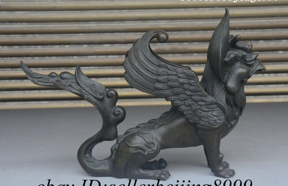 Chinese Myth Bronze Exorcise Evil Spirits Bird God Phoenix Flying Beast ...