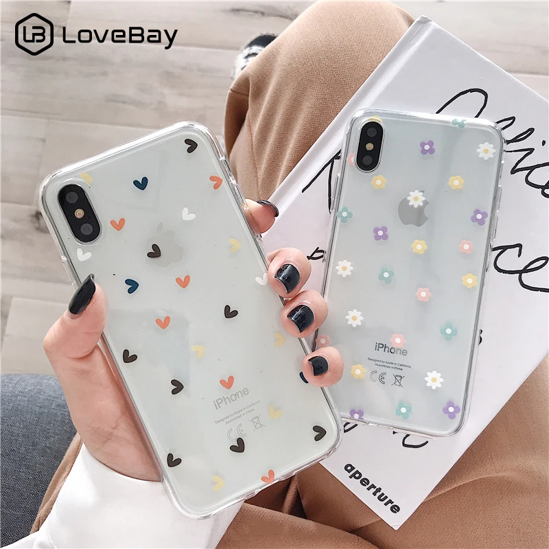 Lovebay Soft Clear Floral Love Heart Phone Cases For Iphone 11 12 13 ...