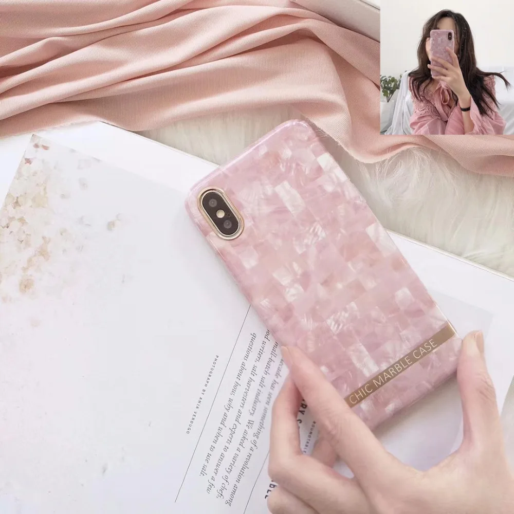 Glitter Shinning Gold Line Ins hot Shinny Pink Grid Marble TPU Case ...