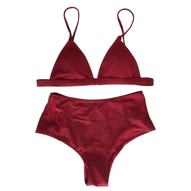 2018 Push Up Women Bikini Set Solid Sexy High Cut Biquini Monkini Set