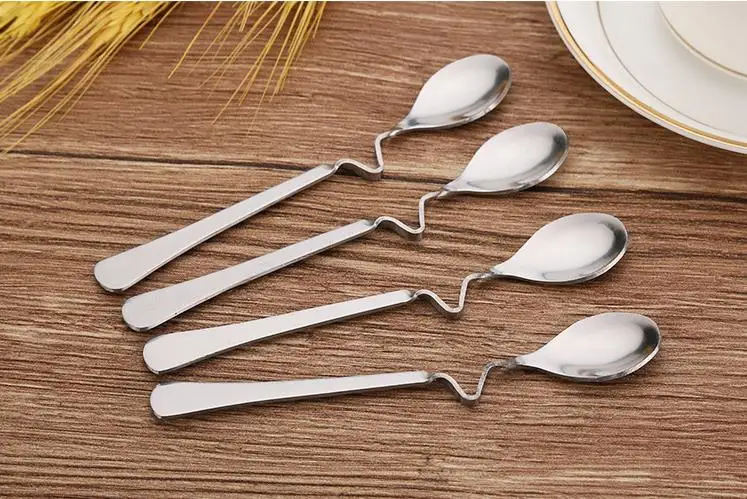 200pcs Stainless Steel Twisted Handle Curved Tea Coffee Drink Condiment ...