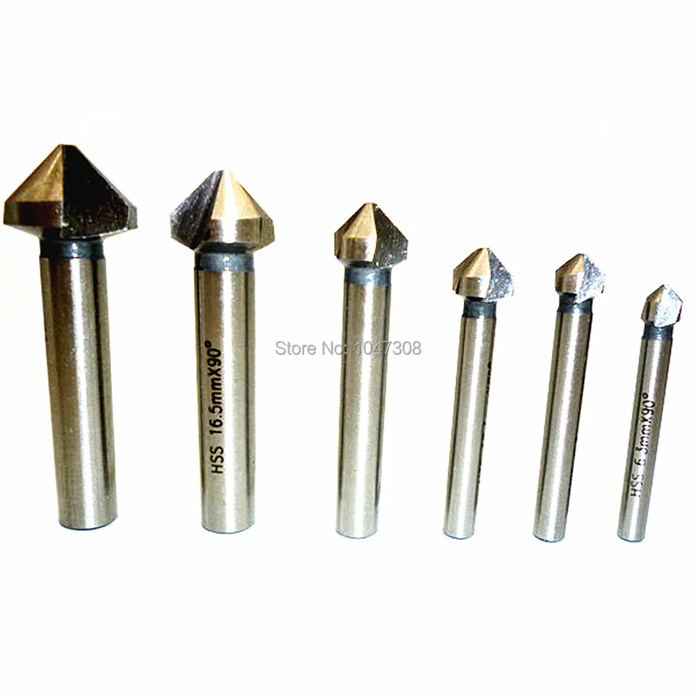 6pcs 3 Flute Countersink Drill Bit Screw Woodworking Chamfer 90 Degree ...