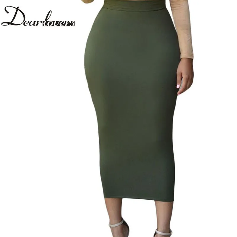 Lieve minnaar Vrouwen Lange Kokerrok Zwarte Hoge taille Bodycon Office ...