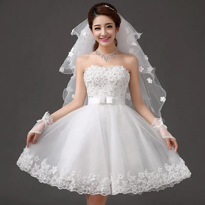 Aliexpress.com : Buy Strapless Short Wedding Dress 2016 White With ...