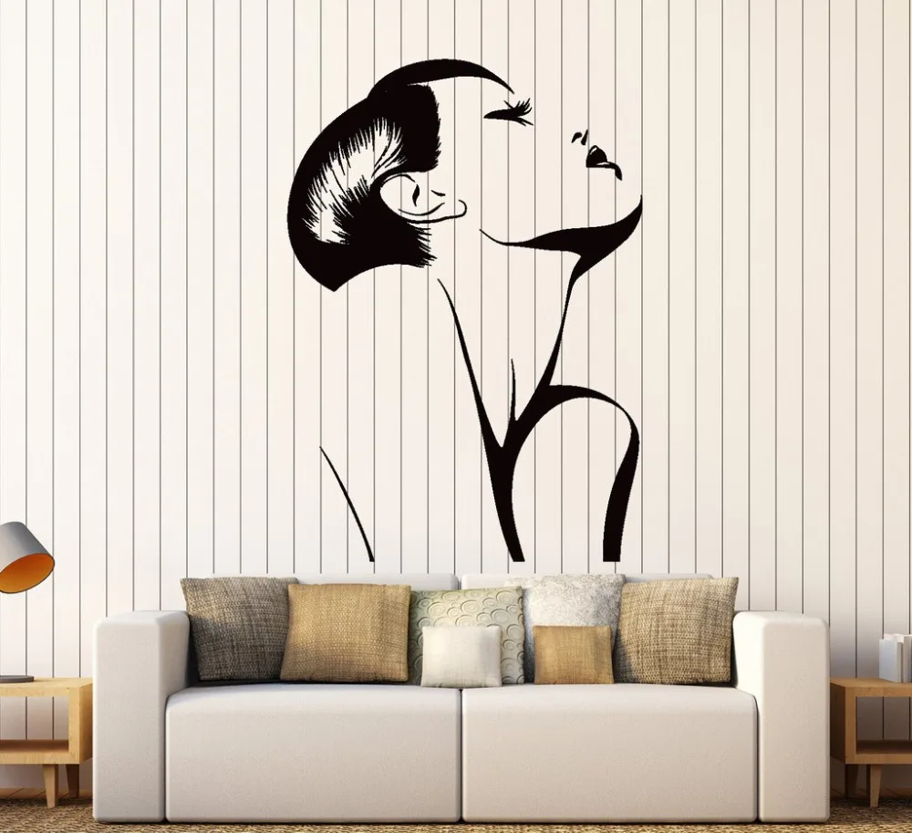 Fashion Hot Sexy Girl Wall Stickers Vinyl Wall Decal Woman Barber Salon