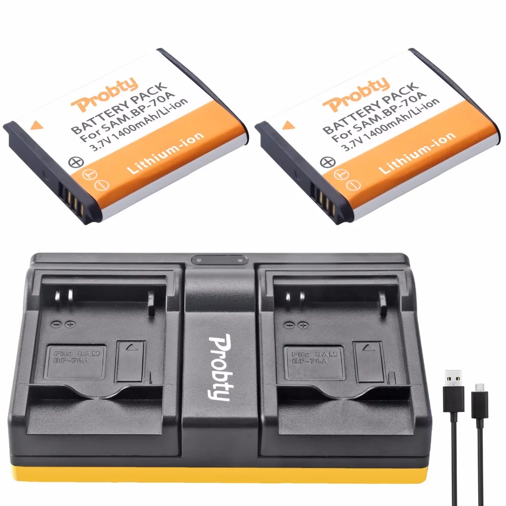 Probty 2pcs Bp-70a Bp70a Li Ion Batteries + Usb Dual Charger For ...