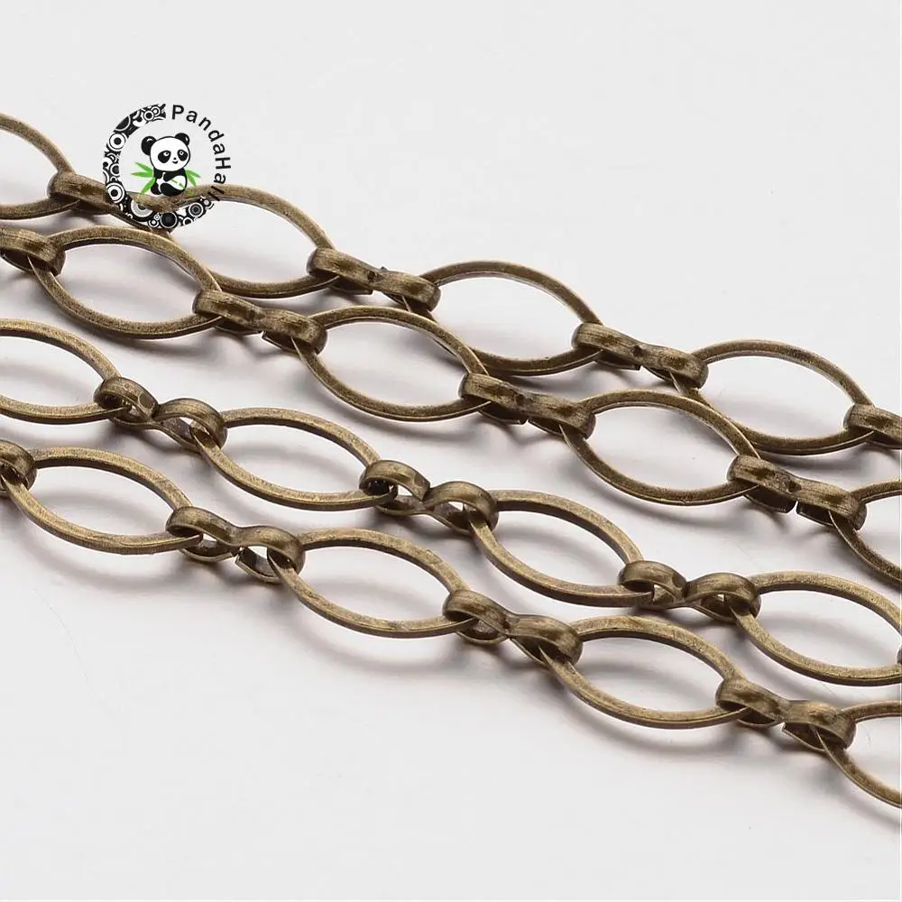 황동 수제 체인 unwelded 말 눈 니켈 무료 골동품 청동 12x6x1mm; 3 모양 걸쇠: 1.2x7.5x3mm ...