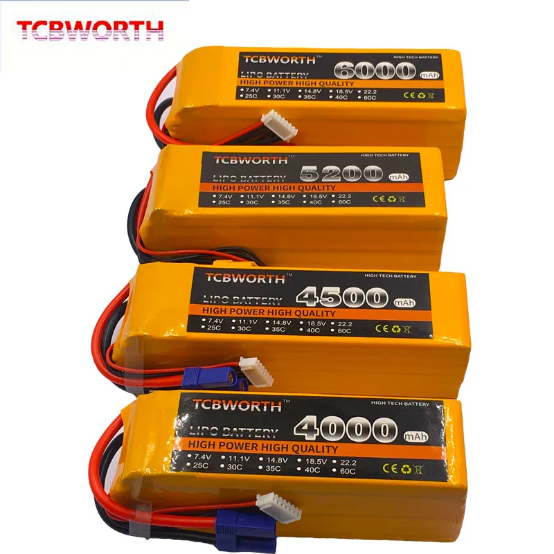 22.2V RC Airplane LiPo Battery 6S 3500mAh 4000mAh 4500mAh 5000mAh 5200mAh6000mAh 30C 40C 60C For ...