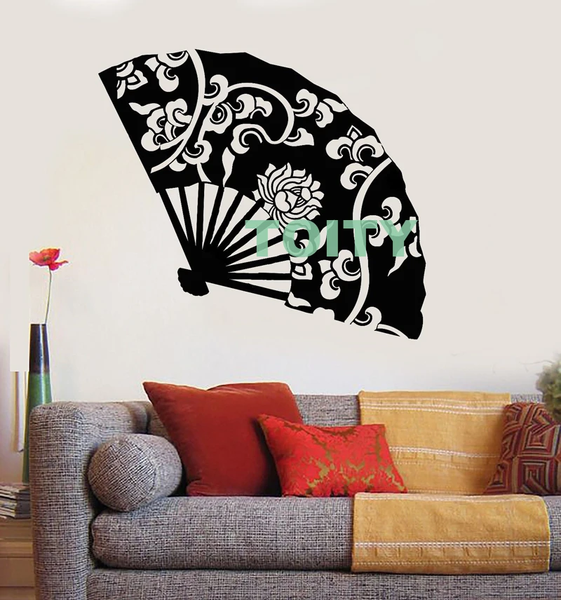 Vinyl Wall Decal Hand Fan Asian Decor Beauty Oriental Art Sticker Home ...
