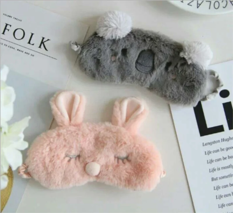 Cute Bunny Sleeping Eye Mask Nap Cartoon Plush Eye Shade Sleep Mask ...