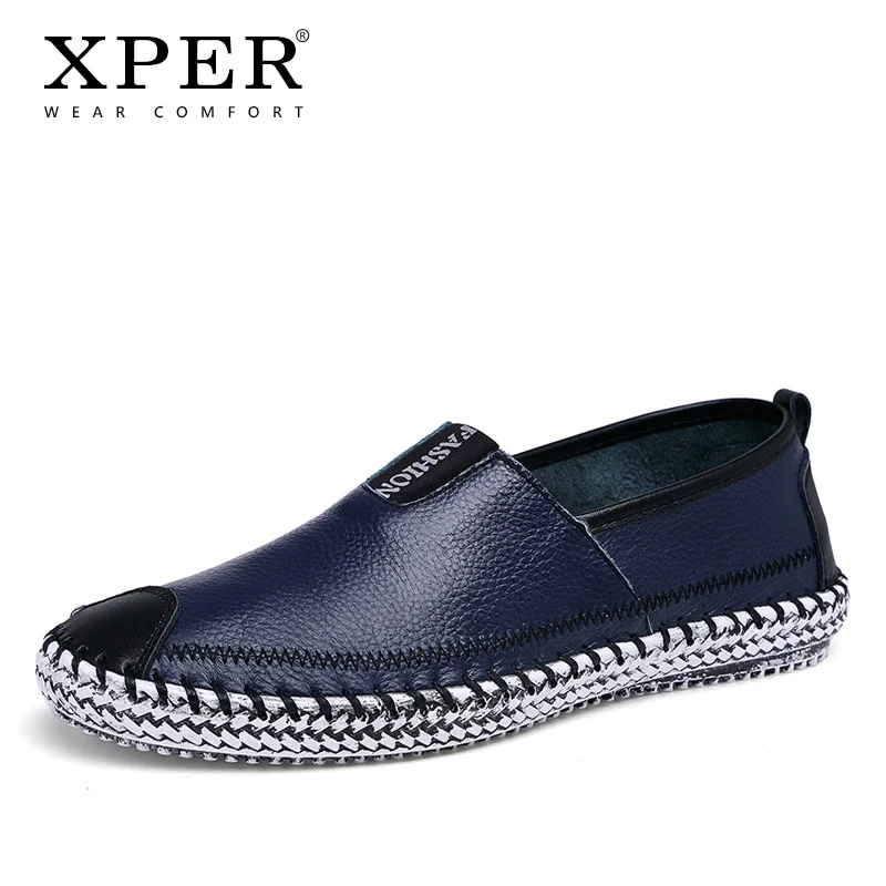 XPER แฟชั่นของแท้หนังผู้ชายชายรองเท้านุ่มรองเท้าทำด้วยมือฤดูใบไม้ผลิฤดู ...