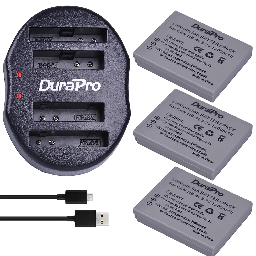 3pc NB 4L NB 4L NB4L Li ion Battery + USB Dual Charger for Canon IXUS ...
