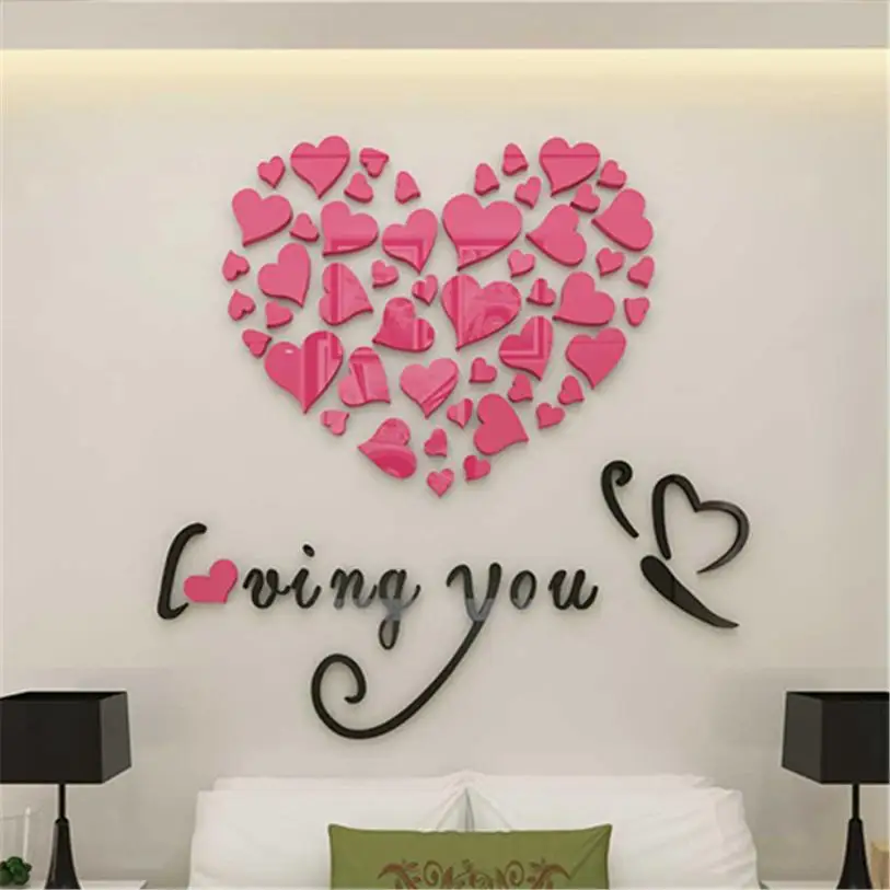 Wall Sticker Love Heart DIY Removable Vinyl Decal Art Mural Wall ...