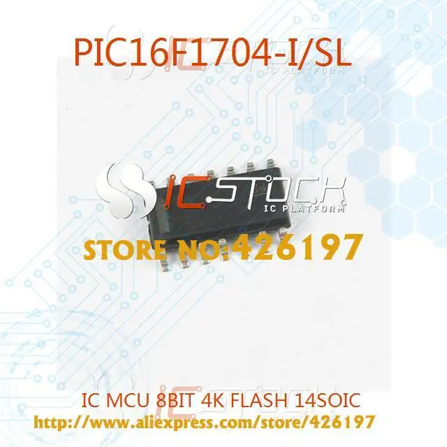 Free Shipping PIC16F1704 I/SL IC MCU 8BIT 4K FLASH 14SOIC PIC16F1704 I 16F1704 PIC16F1704 3PCS ...