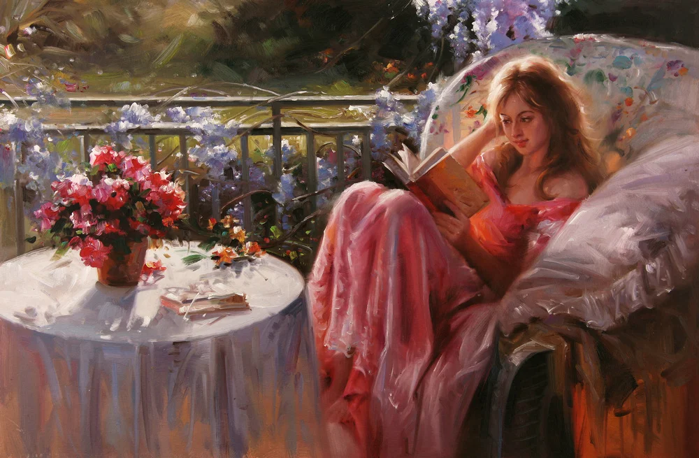 Woman Reading A Book Painting